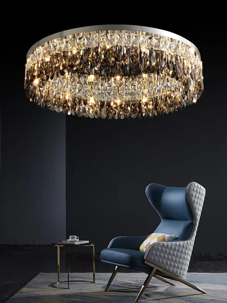 Nordic Simple Modern Crystal Ceiling Lamp - Chrome Silver Finish for L ...