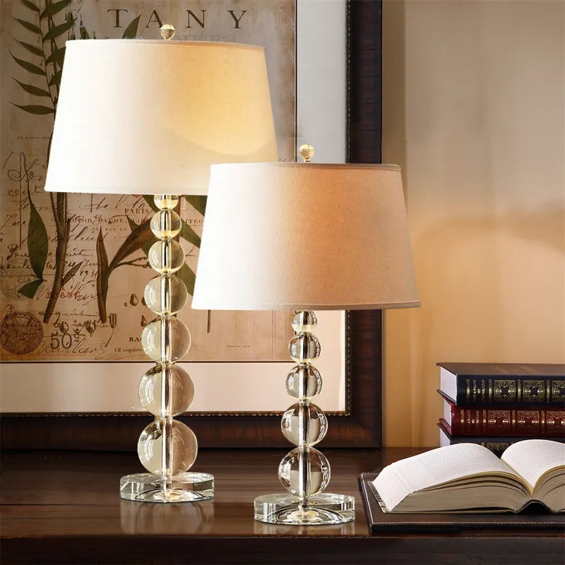 Luxury Crystal Table Lamp with Fabric Lampshade - Elegant Lighting for ...