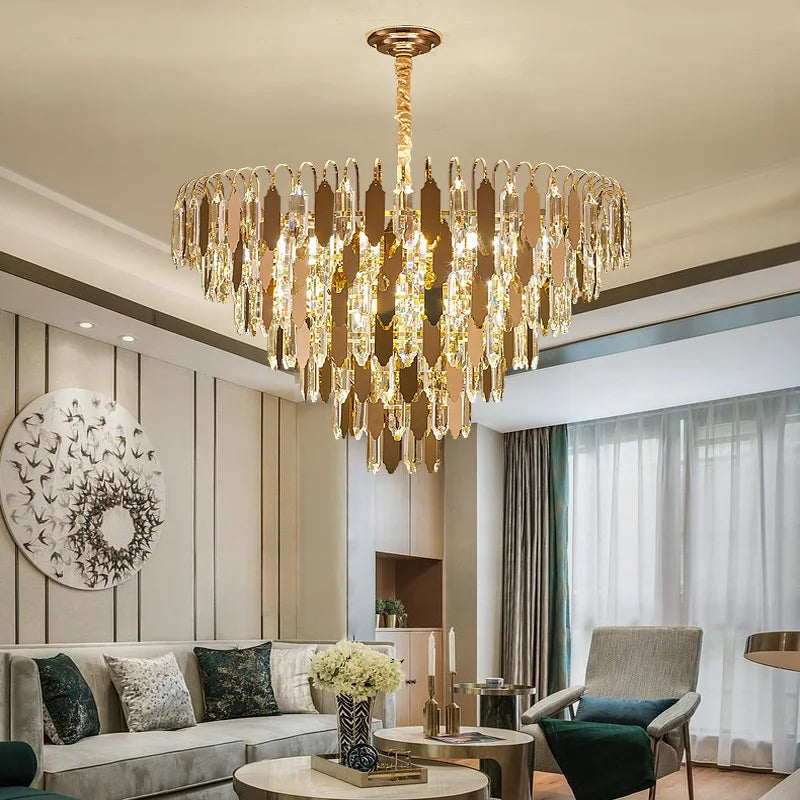 Modern LED Luxury Triangular Multi-Level Crystal Chandelier - Elegant ...