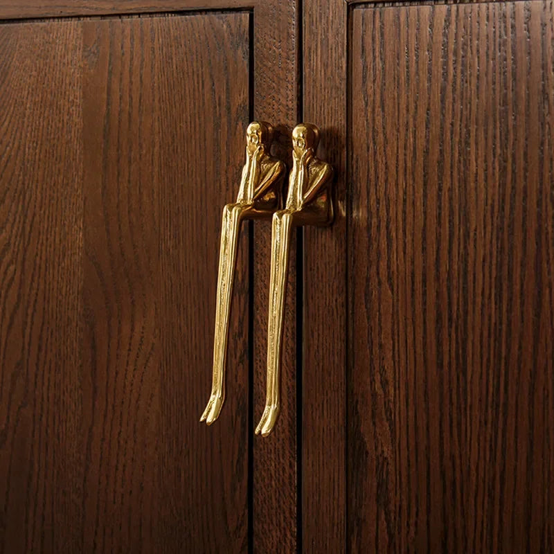 Nordic Brass Humanoid Cabinet Handle – Modern Luxury Drawer Pulls for ...