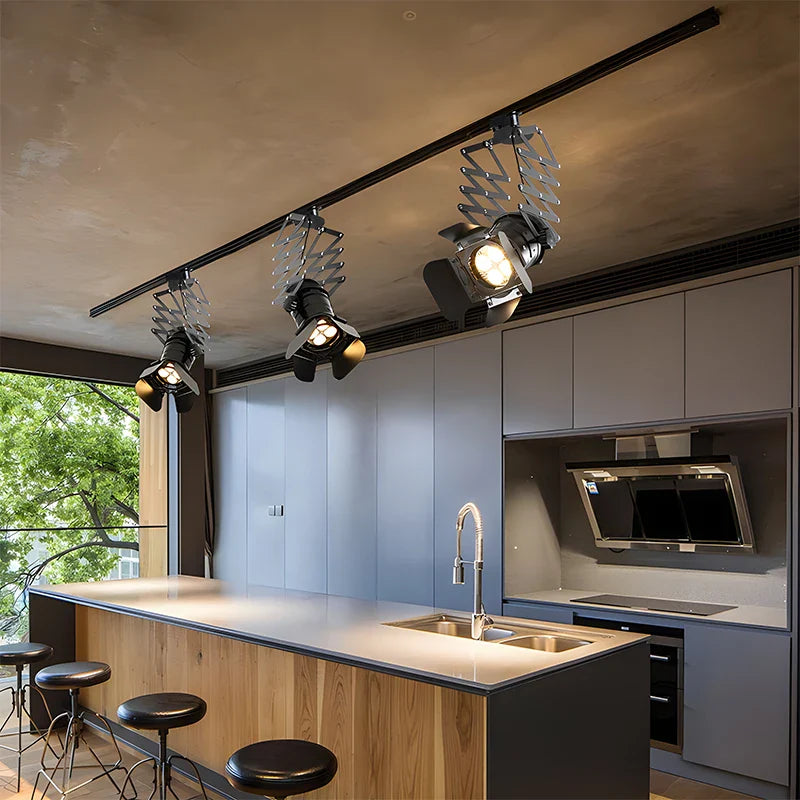 Vintage Track Lighting Fixture Rural Industrial Lift Ceiling Lamp Bar ...