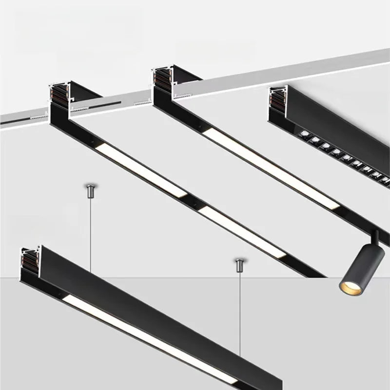 LED Embedded Magnetic Track Light - 6W/12W/18W/24W Folding Grille Spot ...