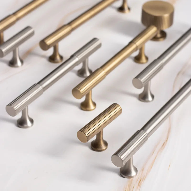 Solid Brass Vertical Linear Cabinet Knobs – Long Drawer Handles for Ki ...